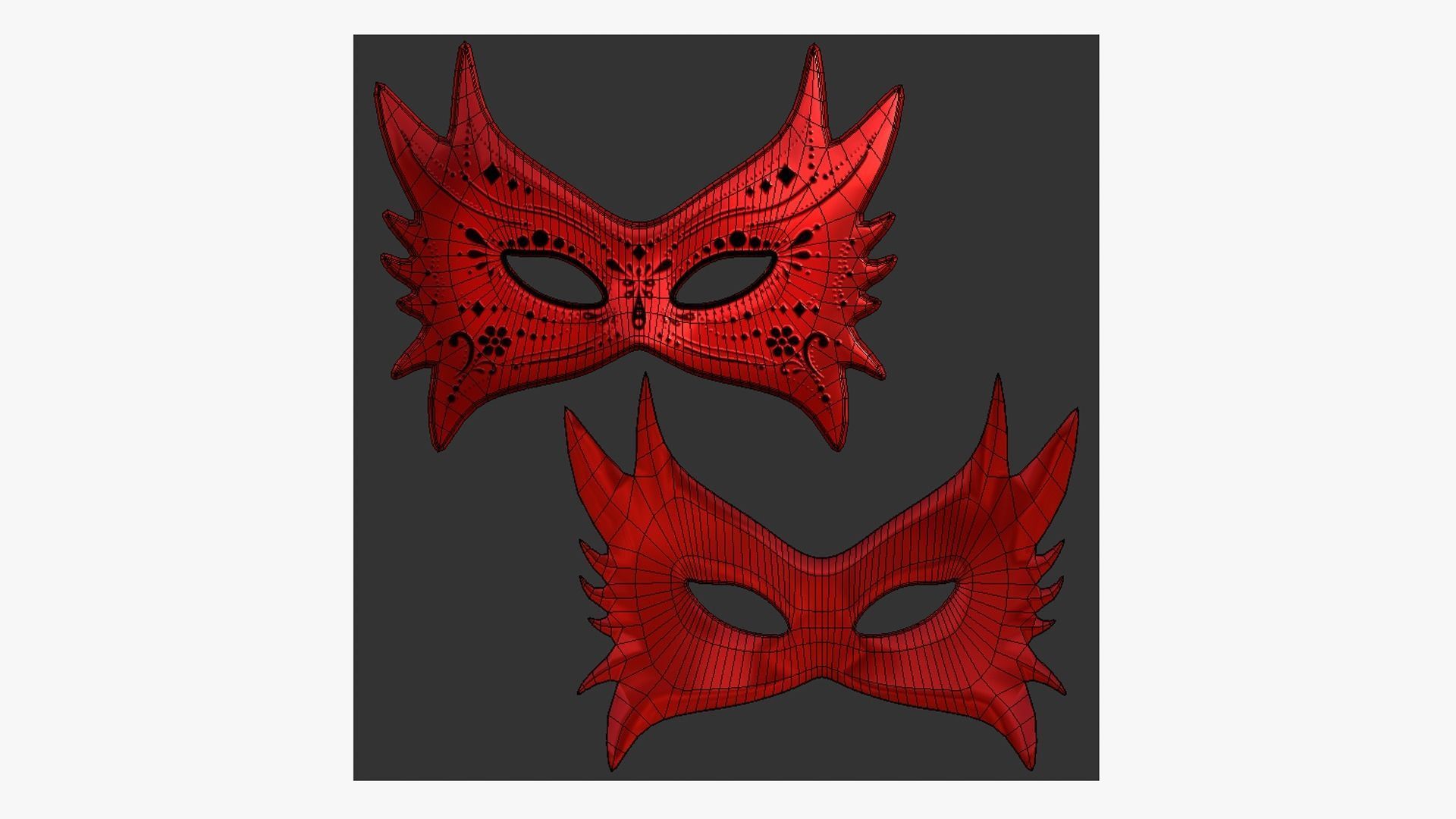 3D model Carnival Mask D12 Black Red - Costume Character Design VR / AR ...