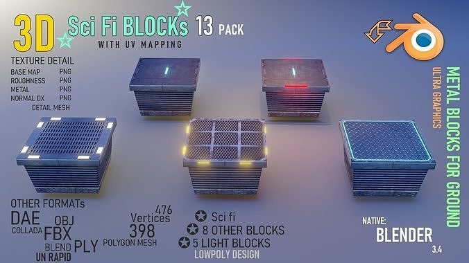 3D model Sci fi Blocks VR / AR / low-poly | CGTrader