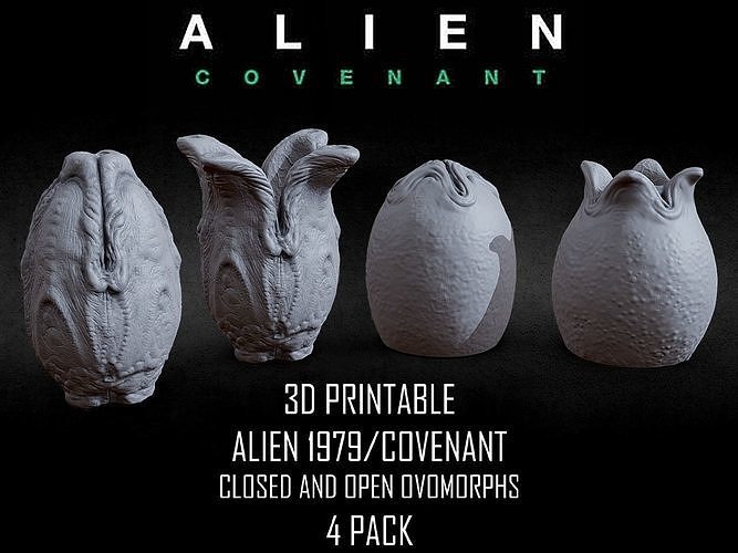 3D PRINTABLE ALIEN 1979 COVENANT CLOSED AND OPEN EGG 4 PACK 3D model 3D ...