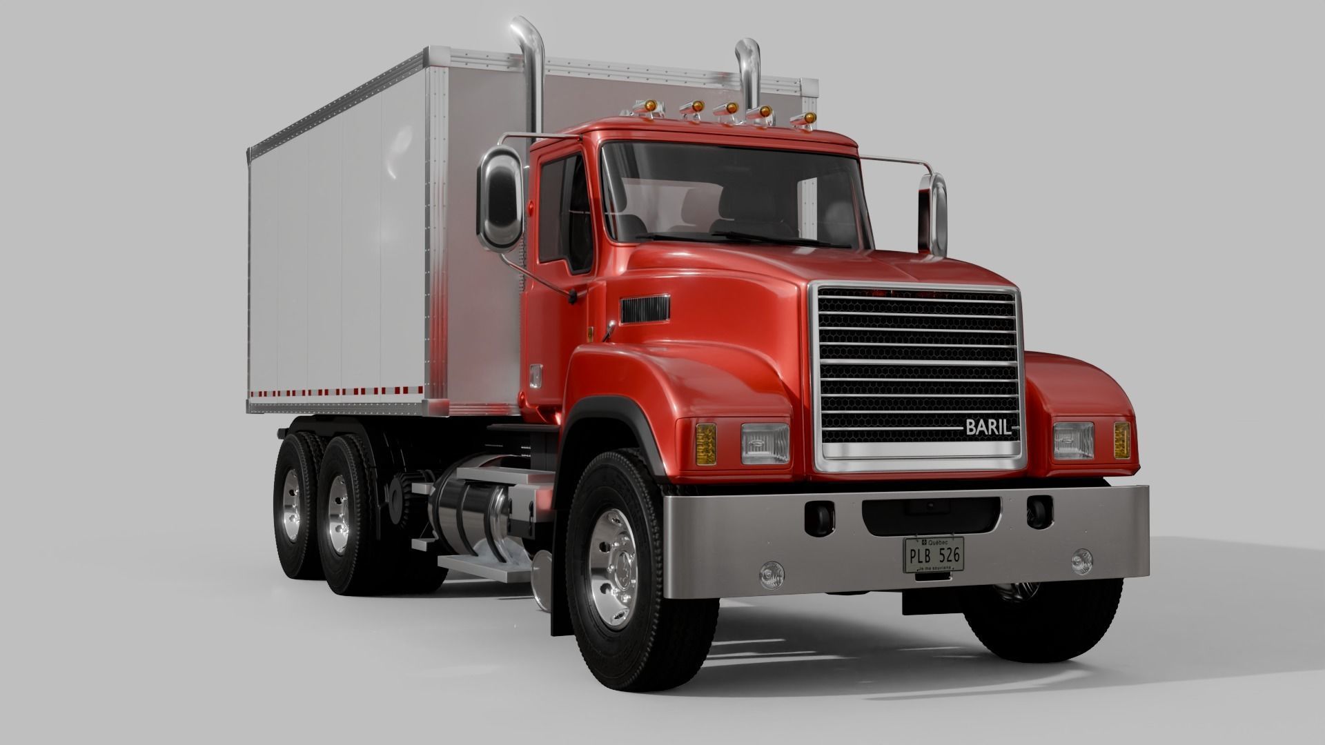 Generic American Truck With Closed Trailer 3D model | CGTrader