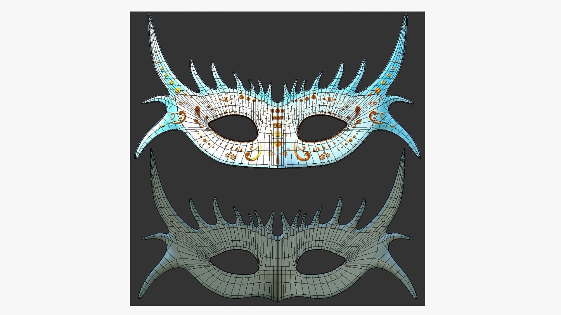 3D model Carnival Mask G07 Blue Orange - Costume Character Design VR ...