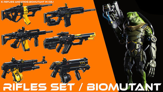Sci-Fi Rifles Set Kitbash and Biomutant 3D model | CGTrader