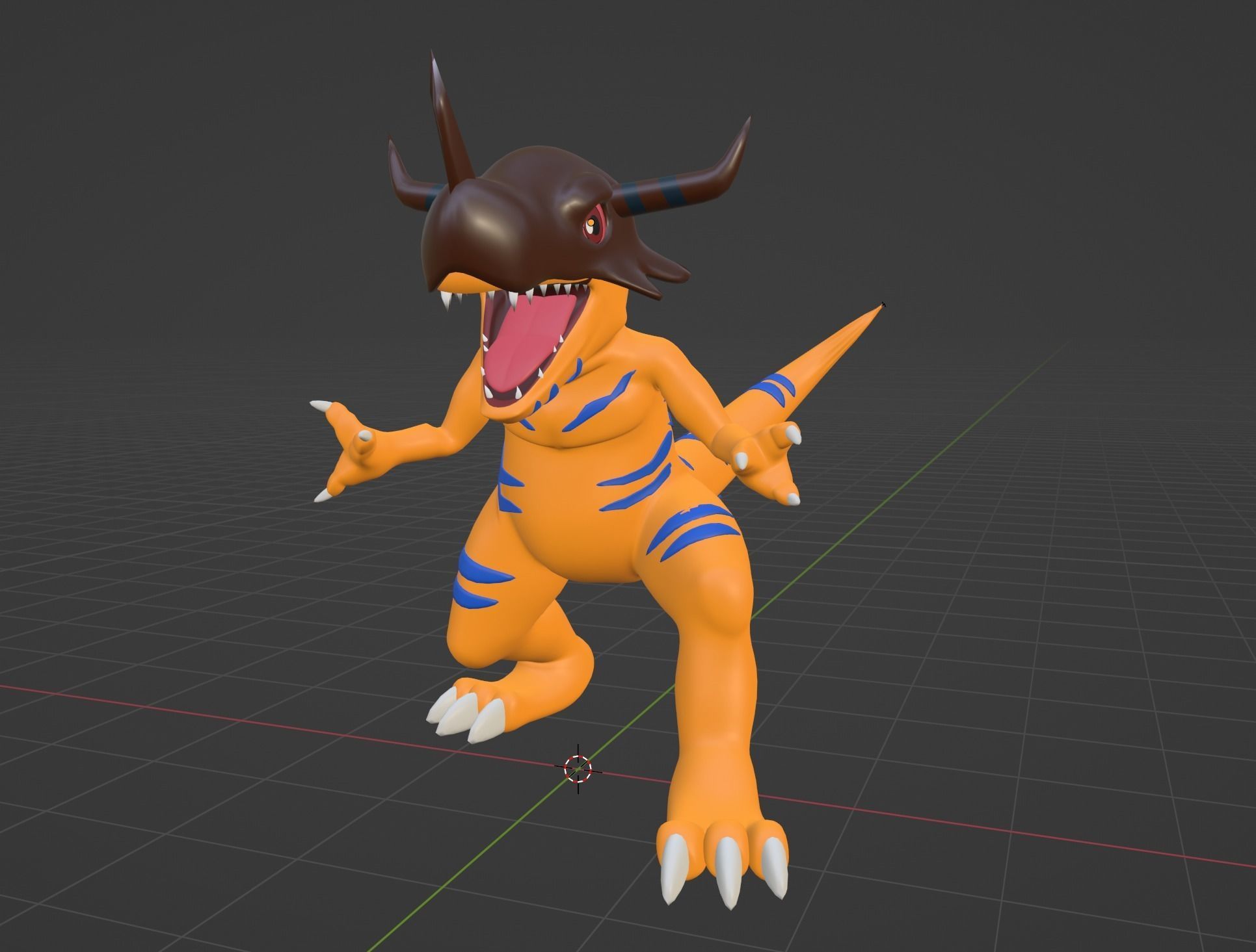 Greymon - Digimon 3D model rigged | CGTrader