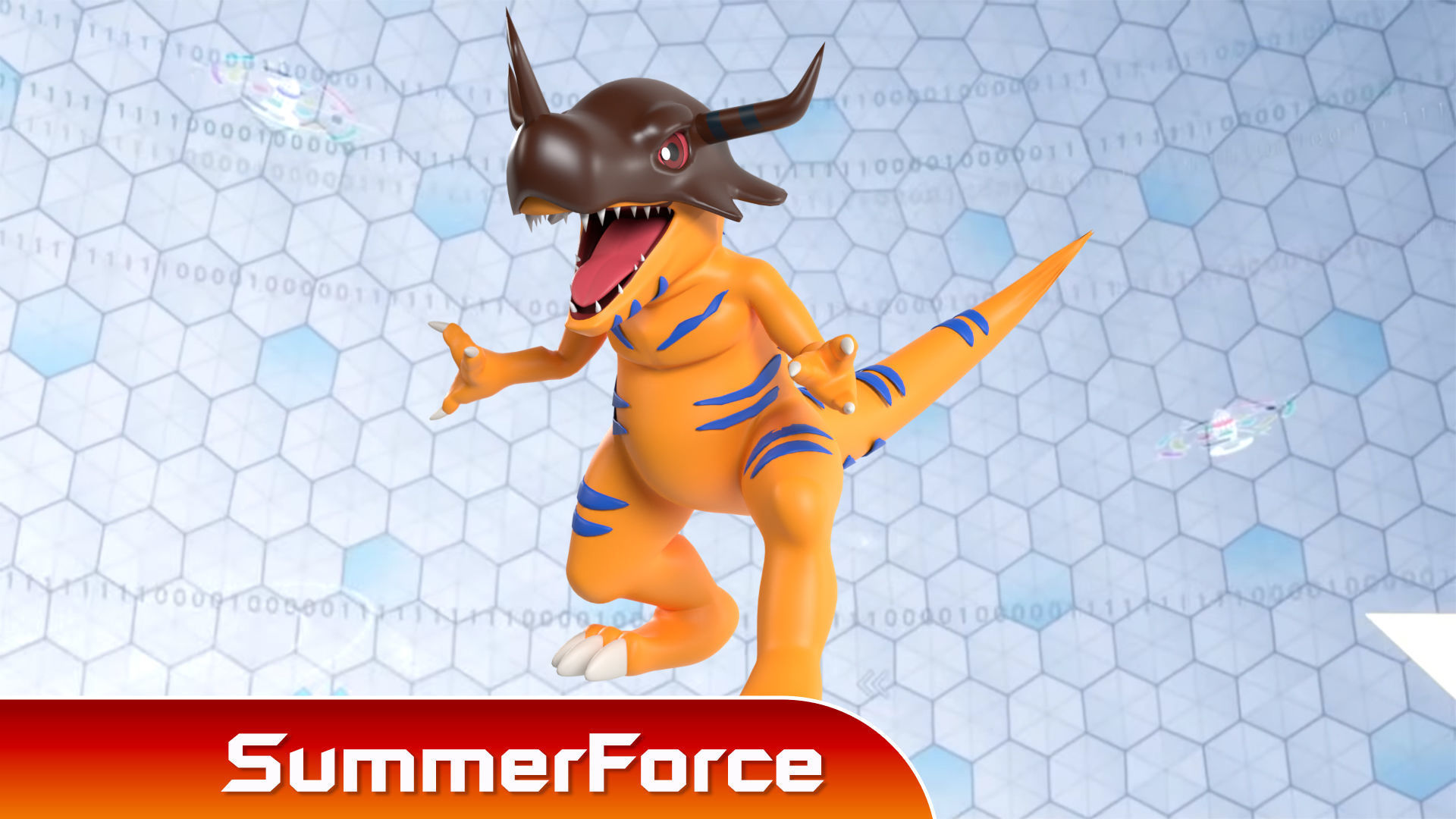 Greymon - Digimon 3D model rigged | CGTrader