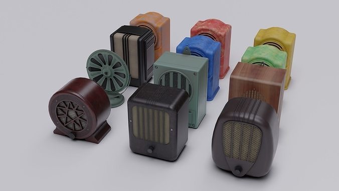 3D model Set of Old Broadcast Loudspeakers from USSR Old Soviet radio ...