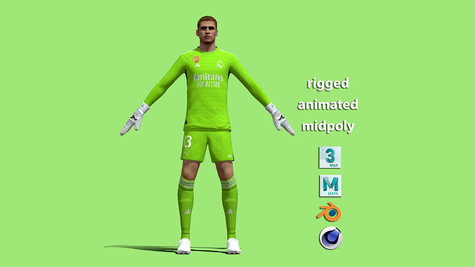 T-Pose Andriy Lunin Real Madrid 23-24 3D model rigged | CGTrader