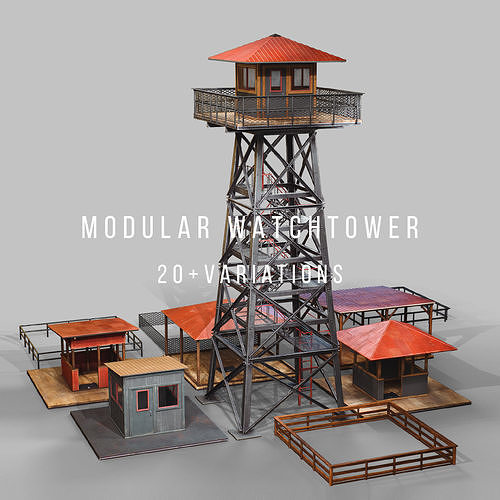 3D model Game-ready Watchtower Set 3 VR / AR / low-poly | CGTrader