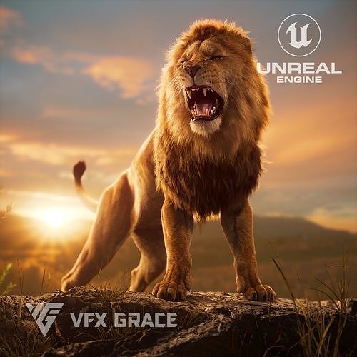 Male Lion UE Character Asset 3D model animated rigged | CGTrader