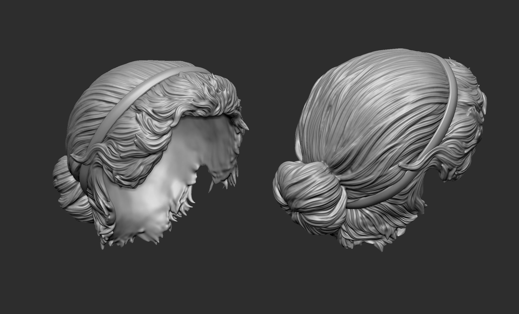 Detailed Hair Sculpt 02 3D model 3D printable | CGTrader