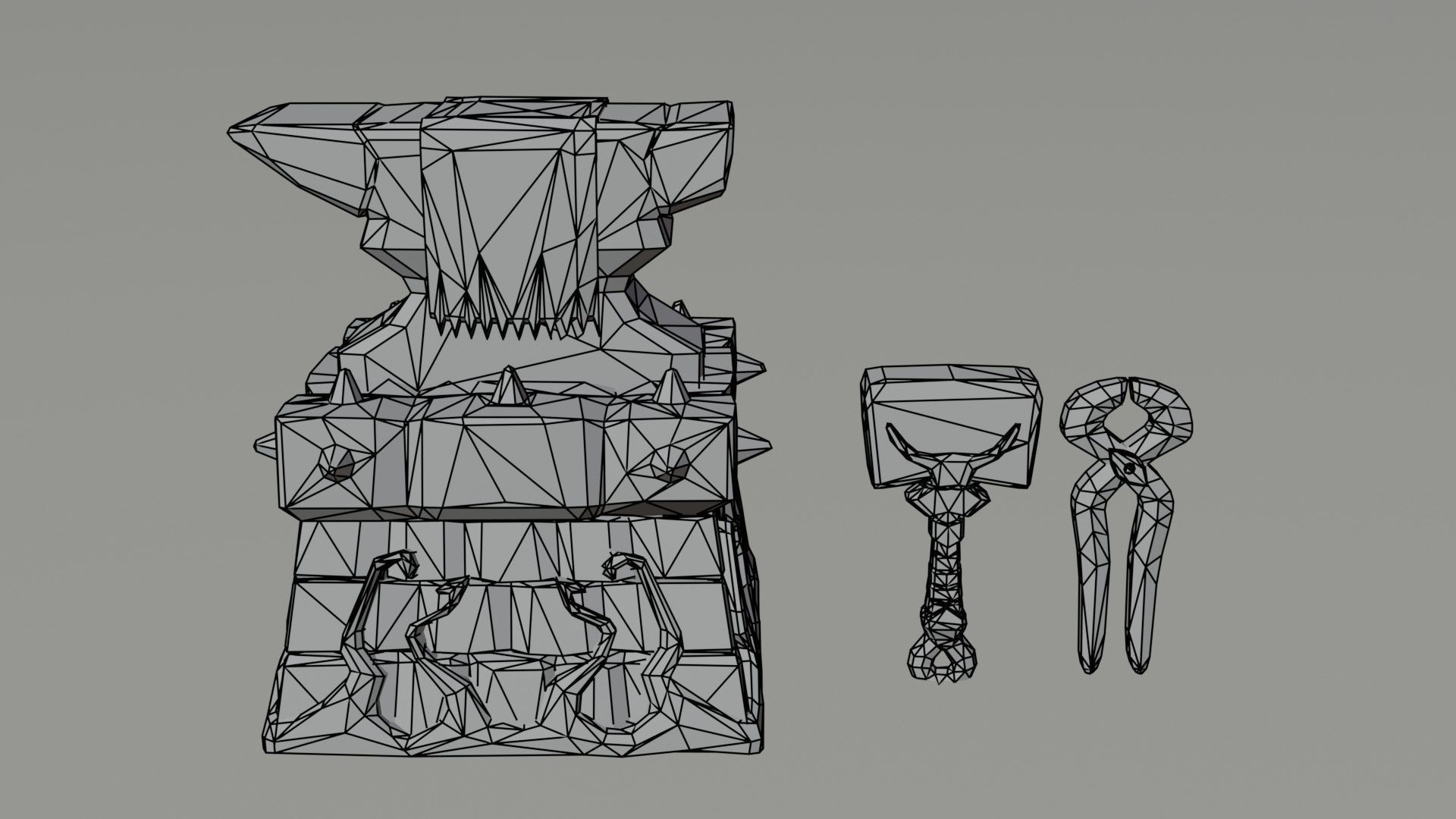 3D model Cartoon blacksmith tools Polygonal Style VR / AR / low-poly ...