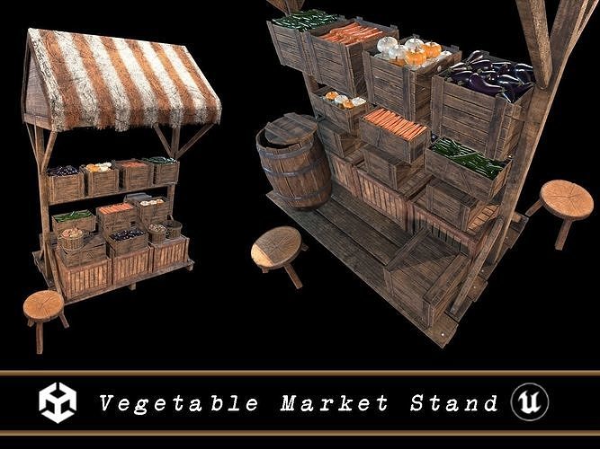 3D Model Collection Vegetable Market Stand VR / AR / low-poly | CGTrader