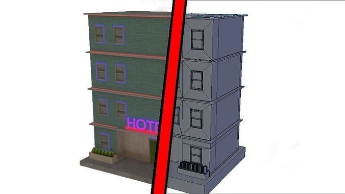 3D model Neon Apartment Building VR / AR / low-poly | CGTrader