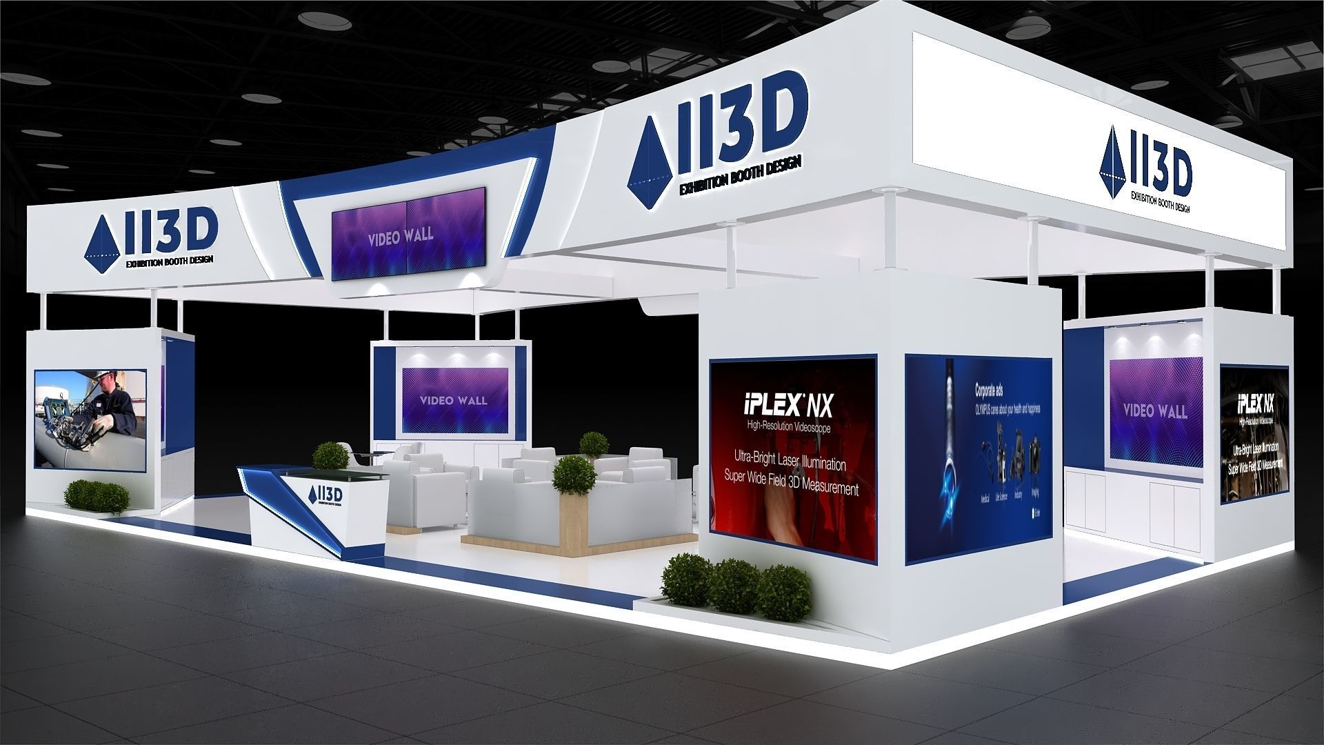 Exhibition Stand Stall Four Side Open 14X6 3D model | CGTrader