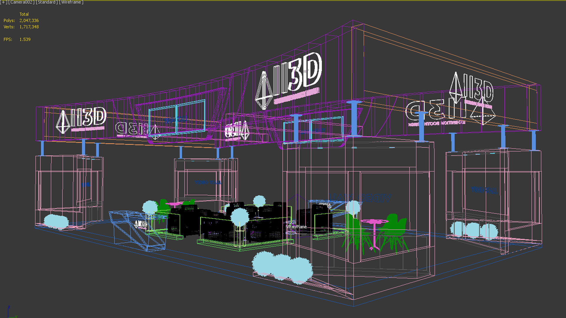 Exhibition Stand Stall Four Side Open 14X6 3D model | CGTrader