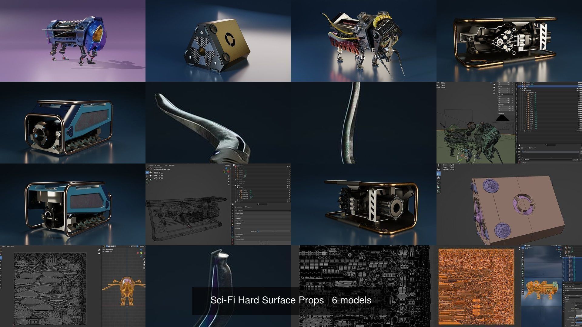 3D Model Collection Sci-Fi Hard Surface Props VR / AR / low-poly | CGTrader