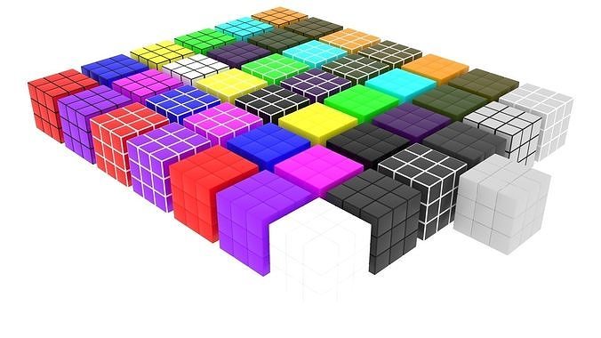 One Colored Rubiks Cubes Set 3D model | CGTrader