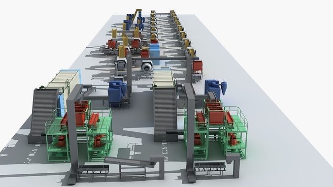 Industrial Equipment 5-Tea Assembly Production Line 3D model | CGTrader