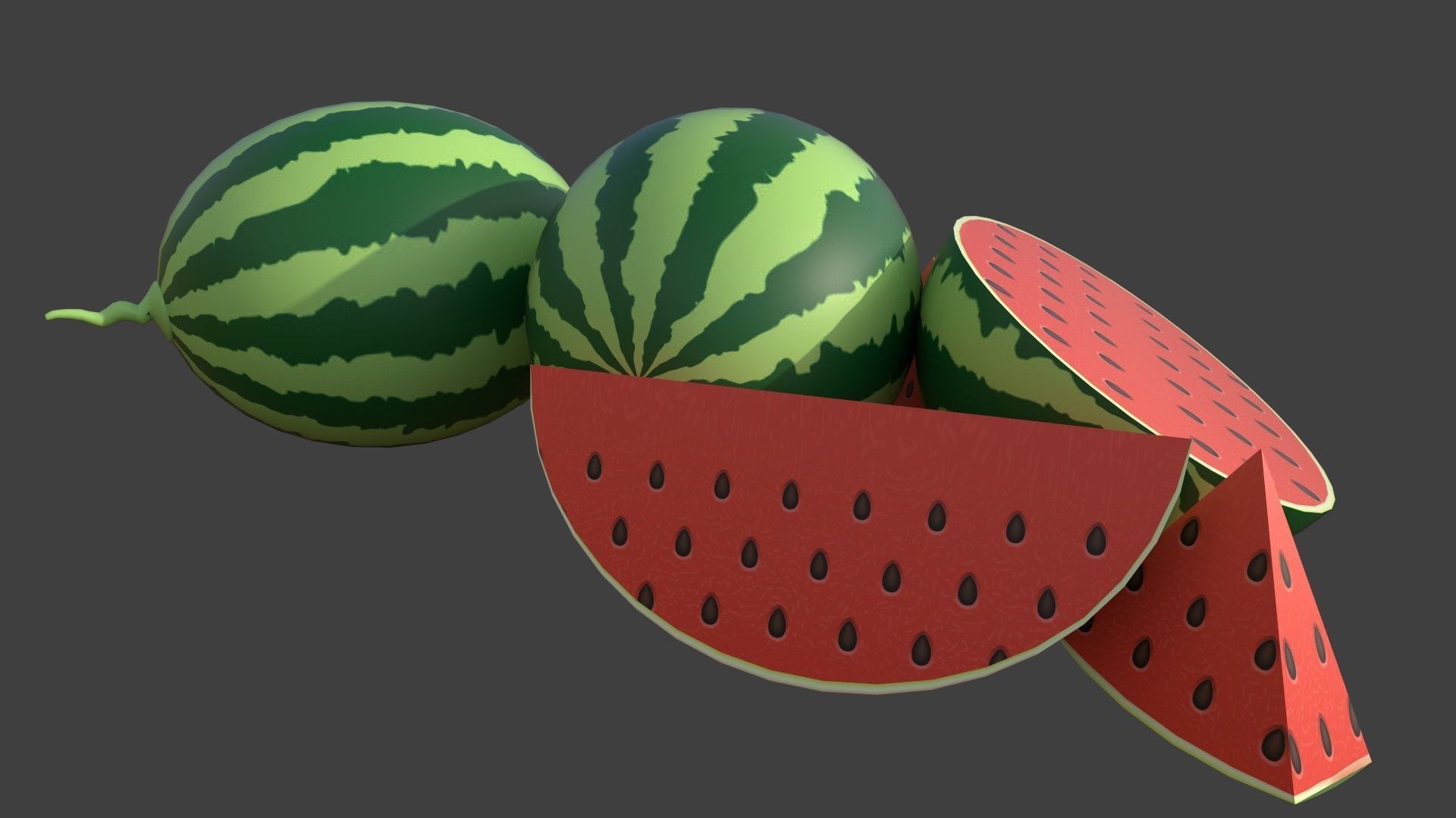 3D model Cartoon Watermelon Set VR / AR / low-poly | CGTrader