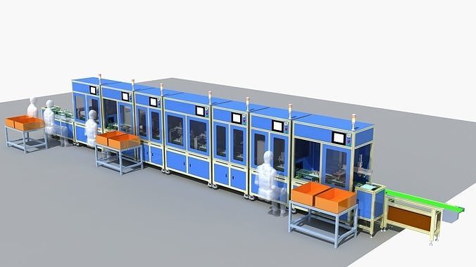 Industrial Equipment 28-Motor Automatic Assembly Production 3D model ...