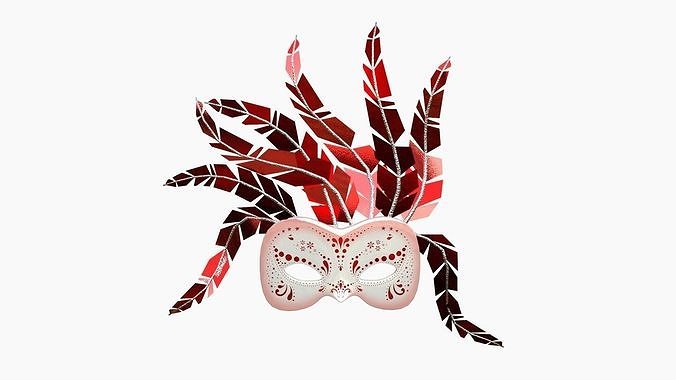 3D model Carnival Mask J11 White Red - Costume Character Design VR / AR ...