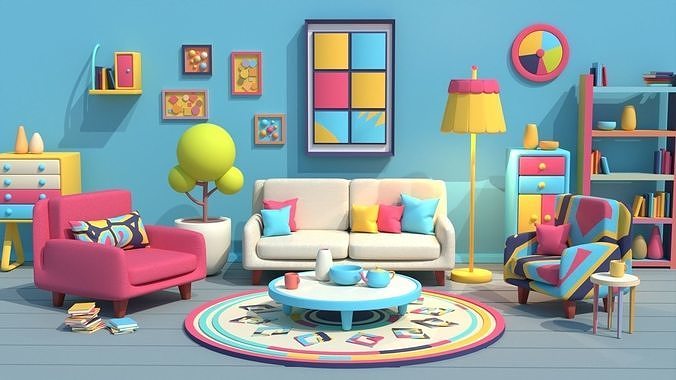 Stylized Living Room 3D model | CGTrader