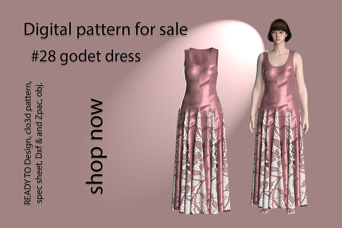 28 godet dress pattern 3D model 3D printable | CGTrader