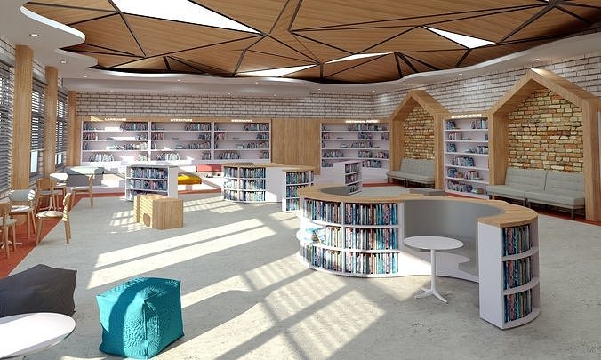3D model School Library 3D Design VR / AR / low-poly | CGTrader
