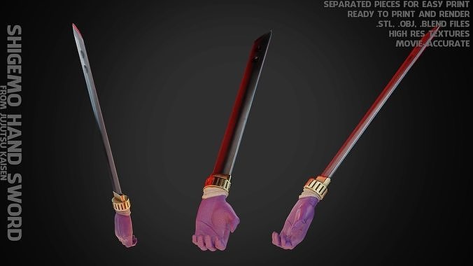 JuJuTsu Kaisen ShigemoHand Sword for Cosplay 3D model 3D printable ...