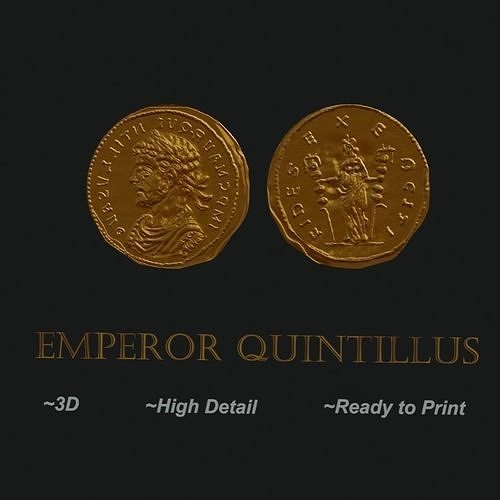 Golden Aureus Coin of Emperor Quintillus 3D model 3D printable | CGTrader