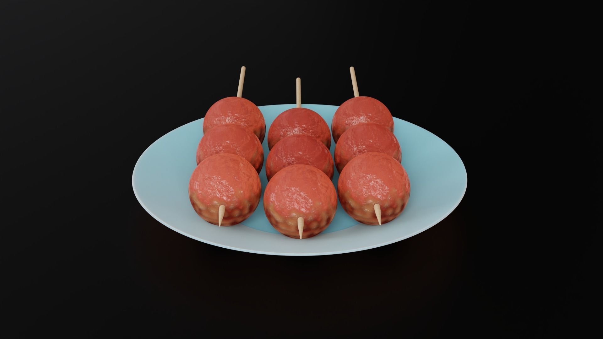 Skewered Grilled Meatball With Sauce 3D model | CGTrader