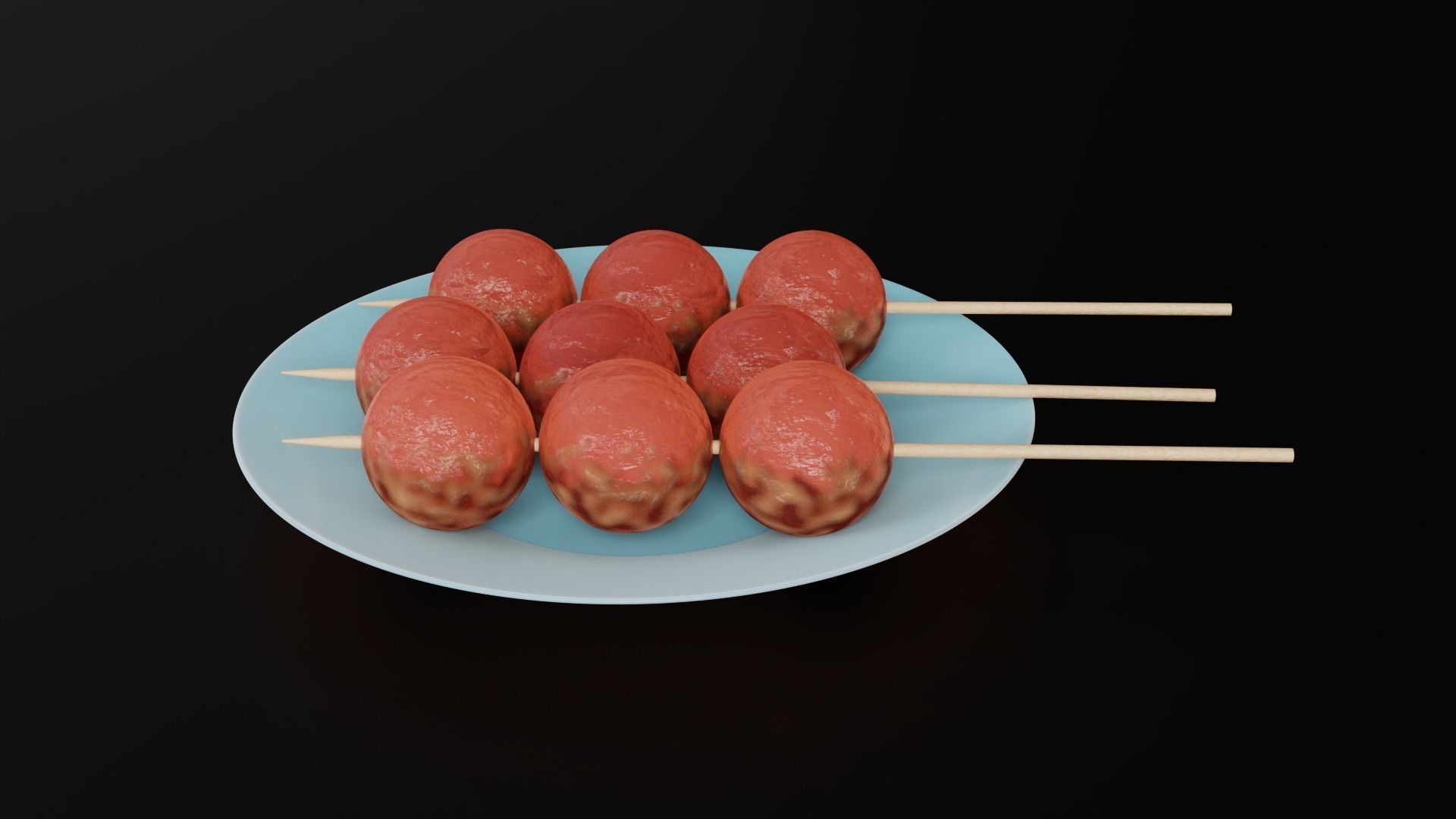 Skewered Grilled Meatball With Sauce 3D model | CGTrader