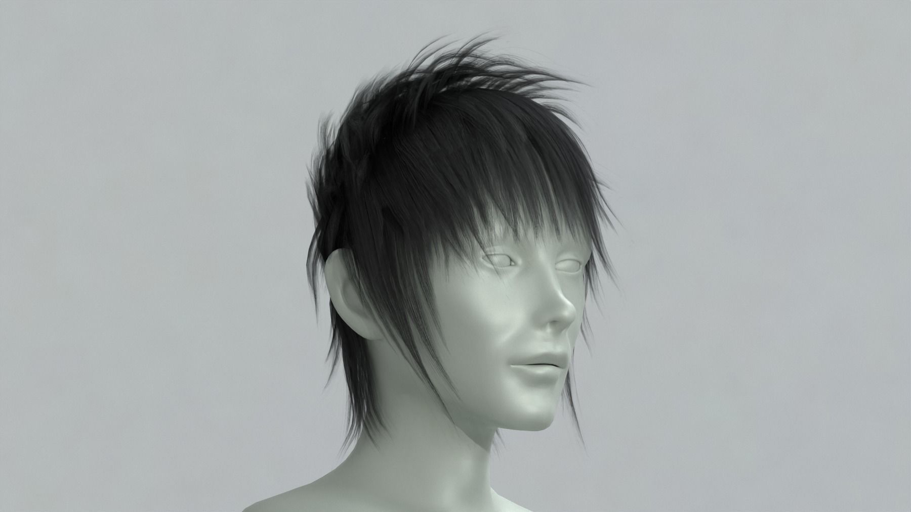 3D model Realtime game ready men hairstyle anime male hair VR / AR ...