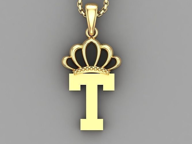 T Crown initail Letter 3D model 3D printable | CGTrader