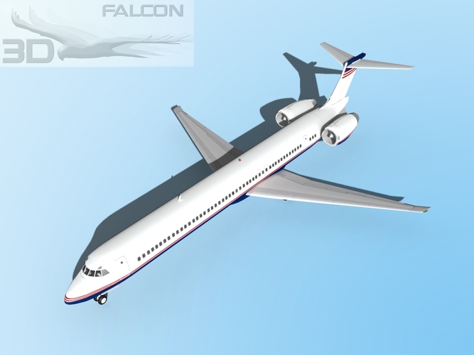 Falcon3D MD-80 Corporate 1 3D Model rigged MAX OBJ 3DS LWO LW LWS DXF ...