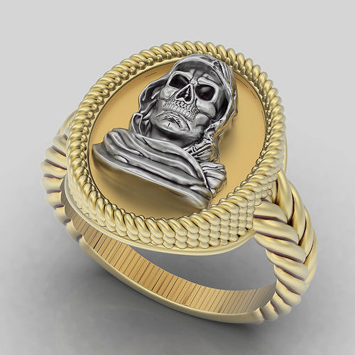 Man with skull mask ring silver gold printable jewelry 3D model 3D ...