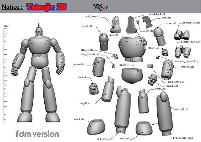 Tetsujin 28 - FDM model 3D model 3D printable | CGTrader