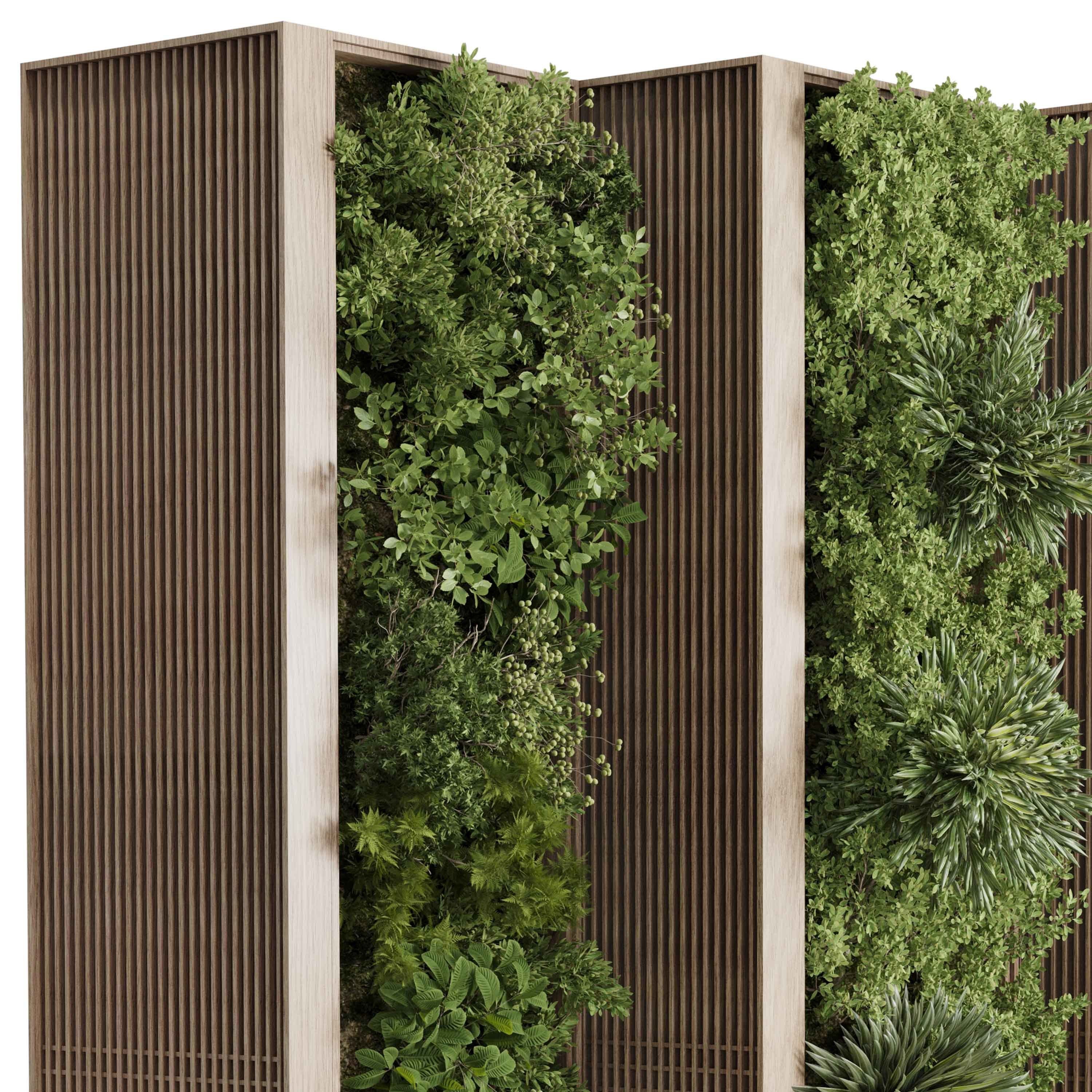 Plants Set Partition In Wooden Frame - Vertical Graden 3D model | CGTrader