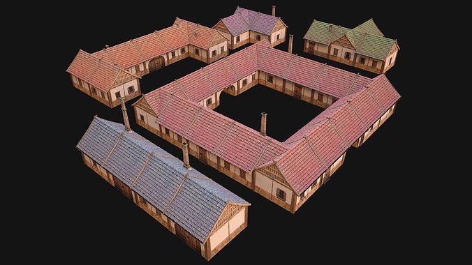 3D model Medieval Buildings Set VR / AR / low-poly | CGTrader
