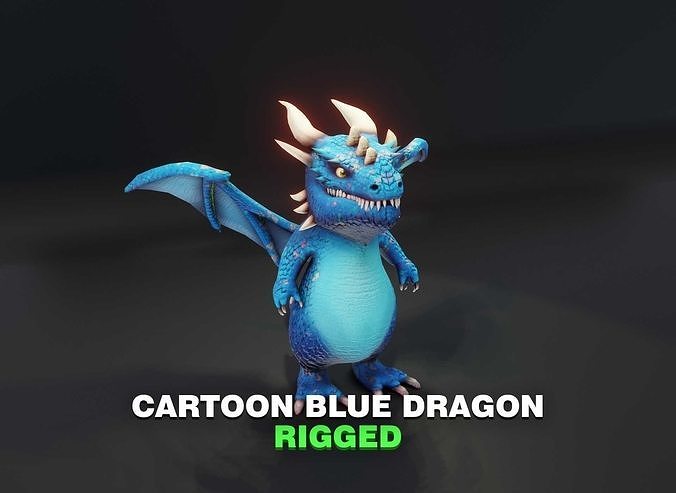 3D model Cartoon Blue Dragon Rigged 3D Model VR / AR / low-poly | CGTrader
