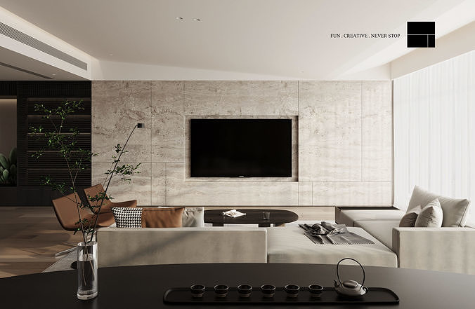 Ultra-Modern Home Interior 3D Model andCAD Drawings Suite 3D model ...