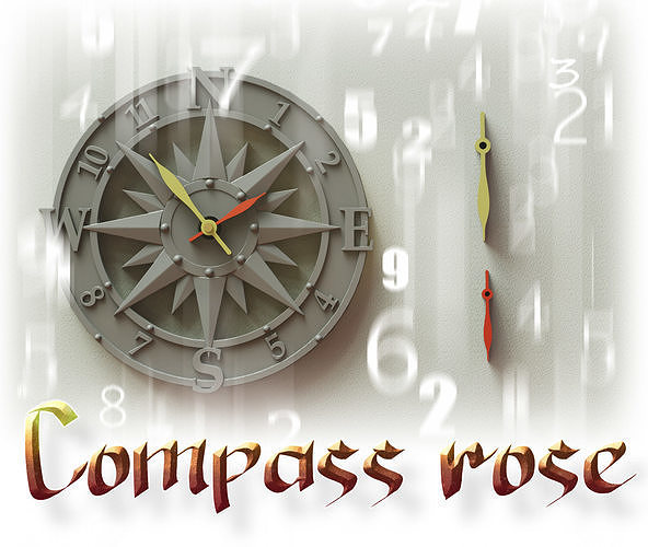 Compass rose clock 3D model 3D printable | CGTrader