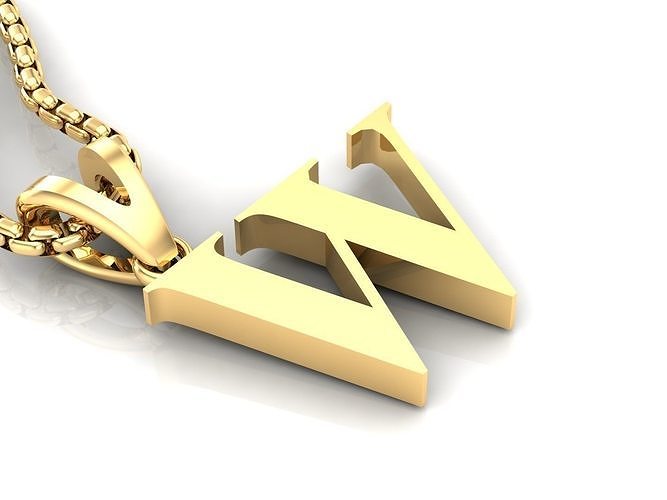 W Letter Initial Charm Gold Alphabet Charms 3D model | CGTrader