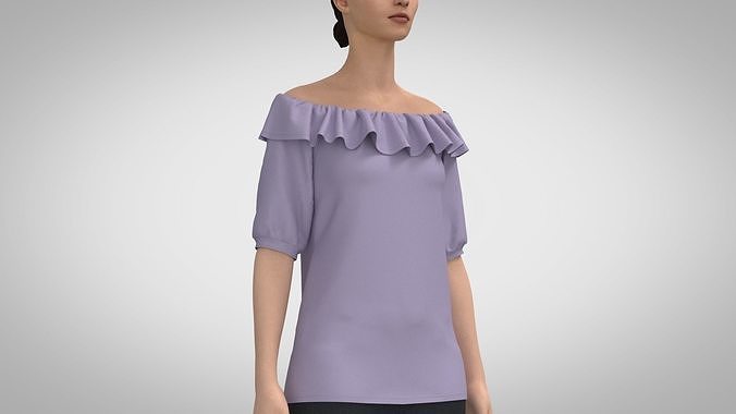 Ruffle Collar Blouse 3D model | CGTrader
