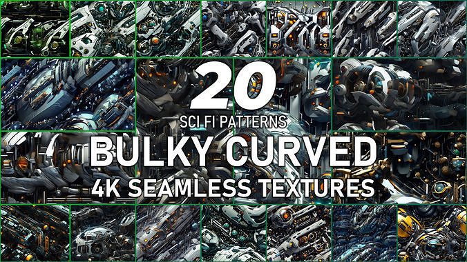 20 Seamless Sci-fi Patterns - Bulky Curved Texture Texture | CGTrader