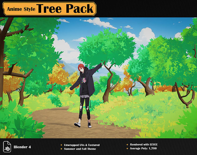 3D model Anime Style Tree Pack VR / AR / low-poly | CGTrader