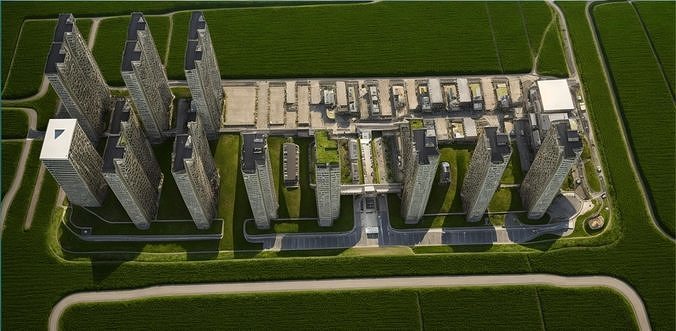 Highrise community green architecture complex 3D model | CGTrader