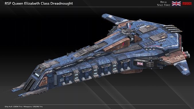 3D model RSFSpaceship Queen Elizabeth Class Dreadnought VR / AR / low ...