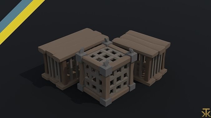 3D model Cartoon medieval cage Polygonal Style VR / AR / low-poly ...