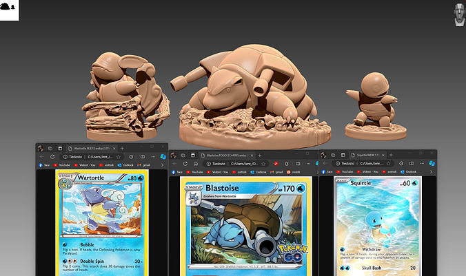 Squirtle Wartortle and Blastoise evolution family value set 3D model 3D ...
