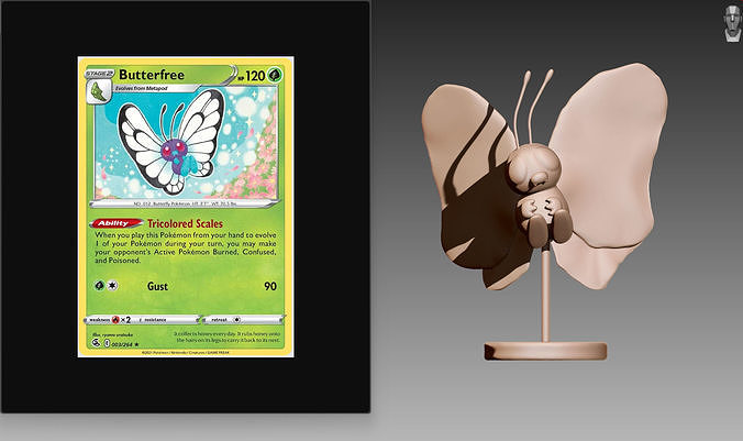 Butterfree flying Pokemon OBJ STL 3D model 3D printable | CGTrader